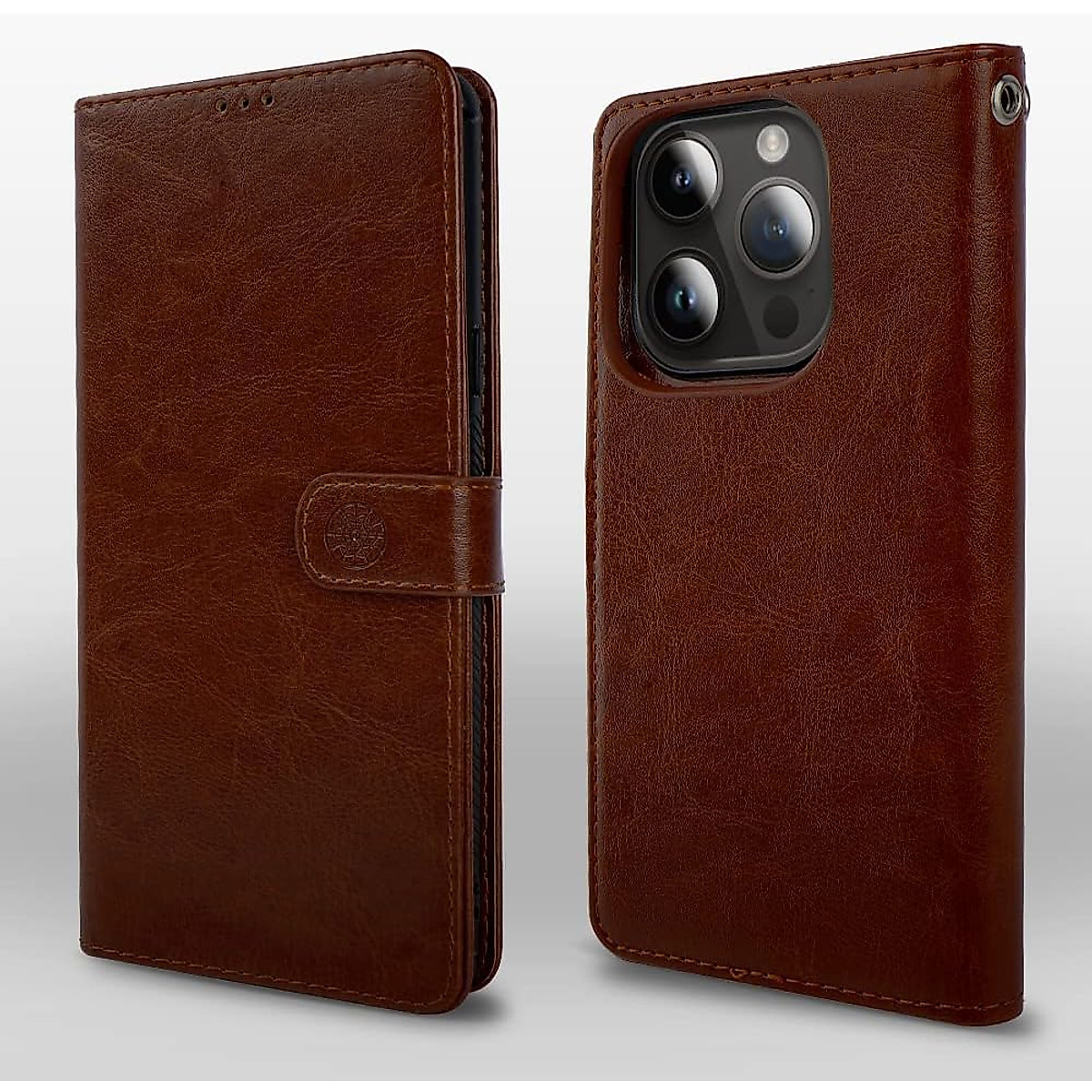 Shields Up for iPhone 15 Pro Max Wallet Case, Detachable Magnetic Case Wallet with Card Holder & Wrist Strap, [Vegan Leather] Protective Folio Cover for iPhone 15 Pro Max 6.7 inch - Brown