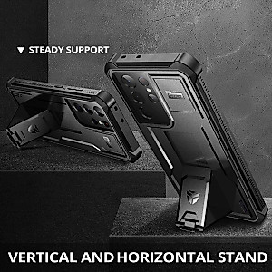 Dexnor for Samsung Galaxy S21 Ultra Case, [Built in Screen Protector and Kickstand] Heavy Duty Military Grade Protection Shockproof Protective Cover for Samsung Galaxy S21 Ultra 5G, 6.8 inch Black