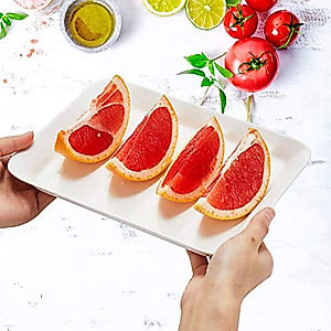 Ubrand i BKGOO Foodservice White Plastic Tray Set of 4 Service Melamine tary for Parties, Coffee Table, Kitchen Size(9"x6.5"x1")