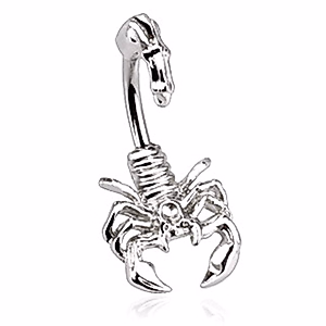 Forbidden Body Jewelry Belly Button Rings Surgical Steel 14G Top Down Scorpion Belly Ring