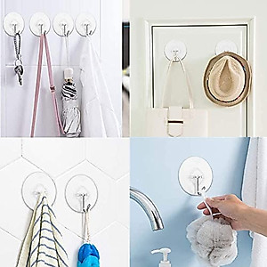 Menihor Wall Hooks, Adhesive Hooks 24 Pack Wall Hook, Heavy Duty 13.2lb(Max) Damage Free Seamless Hooks Oilproof & Waterproof Bath Kitchen Towel Utility Hooks, Clear