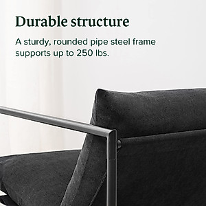 Zinus Aidan Sling Accent Chair/Metal Framed Armchair with Shredded Foam Cushioning, Oatmeal & Aidan Sling Accent Chair/Metal Framed Armchair with Shredded Foam Cushioning, Black