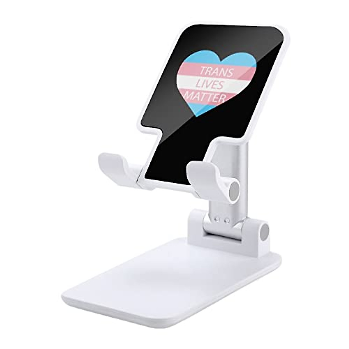 Trans Lives Matter Heart Cell Phone Stand Foldable Adjustable Cellphone Holder Desktop Dock Compatible with iPhone Switch Tablets (4-13")