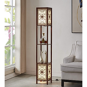 Artiva USA Infinity Heart Shelf Floor Lamp, Dark Walnut, 64"" h