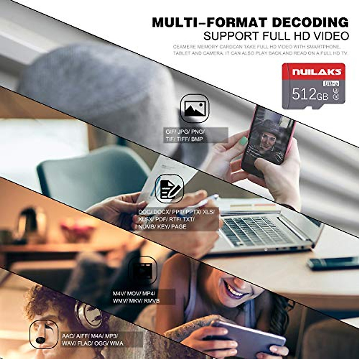 512GB Micro SD Card Memory Card Class 10 High Speed Ultra microSDXC for Mobile Phone/PC/Computer/Camera/Portable Gaming Device