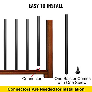 VEVOR Balusters 32 Inch-101 Pack Staircase with Screws Square Aluminum Railing, for Outdoor Stair Deck Porch, Black