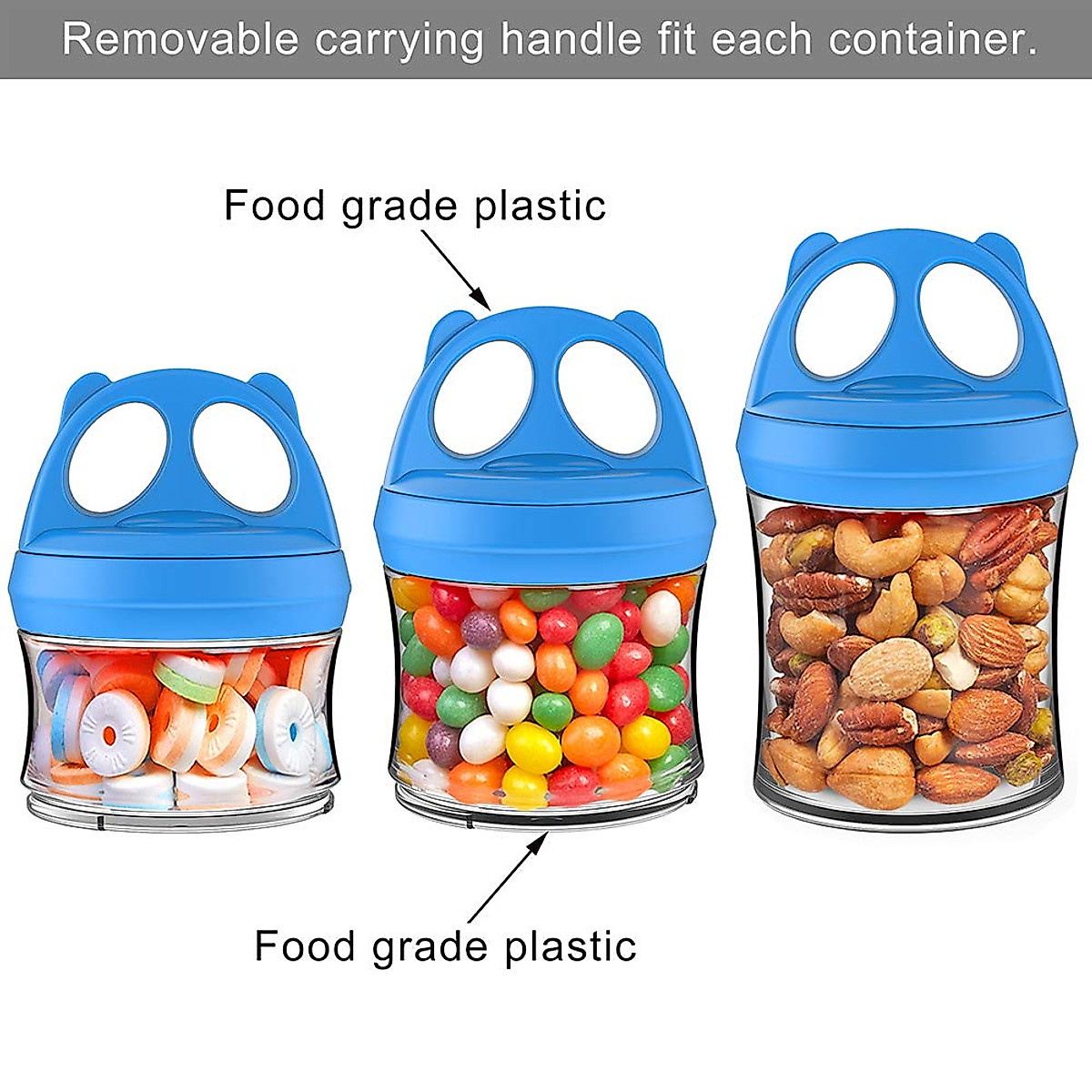 BeneLabel Snack Jars 3-Piece Twist Lock Stackable Containers Travel, Formula Travel Container for Storing Milk, Protein Powder, Snacks, Travel Items, BPA Free(Blue, 28oz)