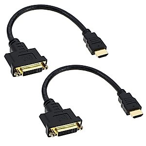 SING F LTD 2Pcs HDMI Male to DVI(24+5) Female Cable Bi-Directional HDMI to DVI Cable HDMI DVI-I Adapter Accessories for HDTV Monitor Projector