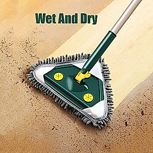 Mops for Floor Cleaning, Triangle Mops For Floor Cleaning 360 Adjustable Rotating Wall and Ceiling Cleaning Mop, with 59 inch Handle for Laminate,Hardwood,Ceramic,Marble Floor Cleaner Tool