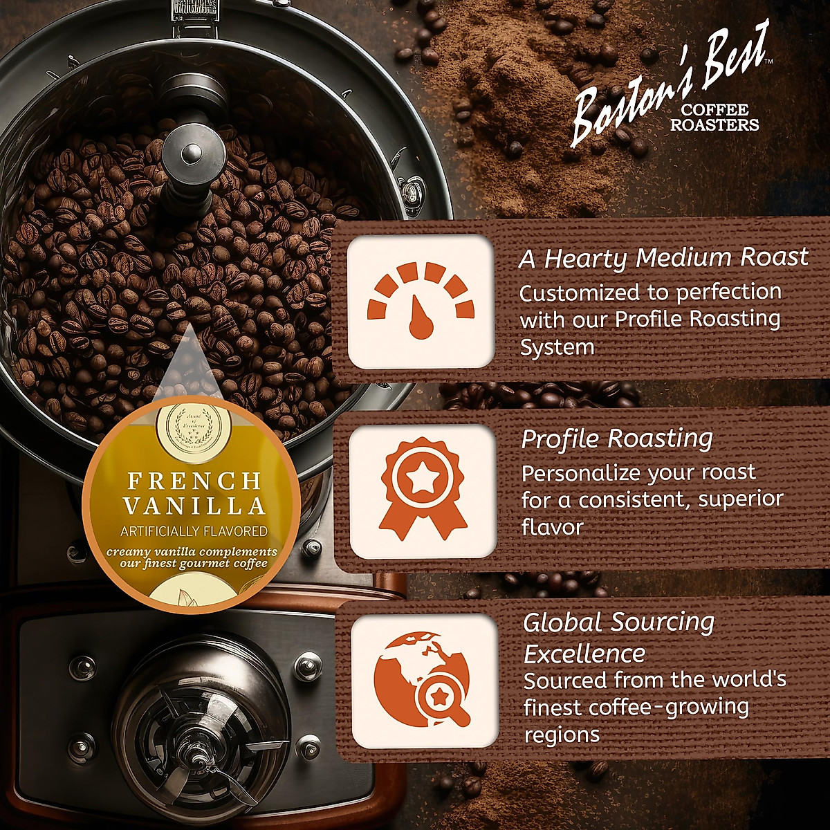Boston’s Best Coffee - French Vanilla Coffee, Delicious Gourmet Coffee, Premium Ground Coffee, 11 oz. / 311 g Coffee Bag