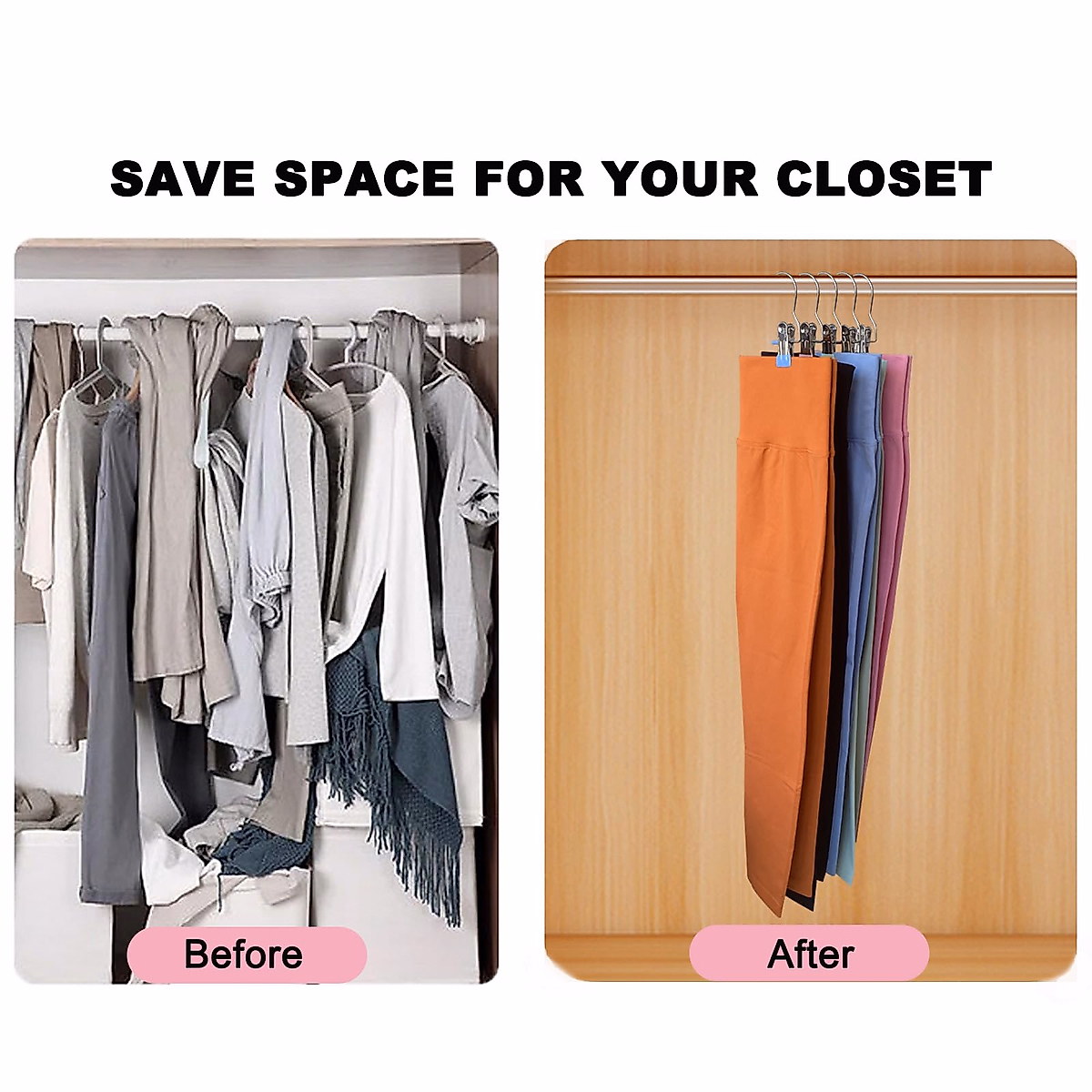 Skirt Hanger Pants Hangers with Clips - Hangers for Shorts Hat Clip 20 Pcs Shorts Hangers with Clip Clothes Hangers with Clips Stainless Steel Clothespin Pant Hangers with Clip Space Saving (5 Colors)