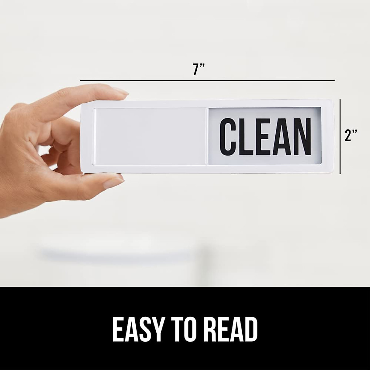 Gorilla Grip Dishwasher Clean and Dirty Magnet Sign, Optional Adhesive, Magnetic, Easy Read, Non-Scratch, Heavy Duty Shutter Slide Magnets for Dish Washer, Kitchen Accessories, 7x2, White