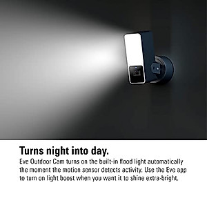 Eve Outdoor Cam (White Edition) – Secure floodlight Camera, (HomeKit Secure Video), 1080p, Night Vision, Wi-Fi (2.4 GHz), Motion Sensor, Two-Way Communication, Flexible & Easy Installation