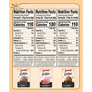 Junket Gelato Mix: Stracciatella (Vanilla Chocolate), Dark Chocolate, and Strawberry Cheesecake, Homemade Gelato Ice Cream Mix for Ice Cream Maker or Stir By Hand, Start to Finish in Minutes, 4 ounce box, Yields 1 quart Gelato (Variety Pack of 6)