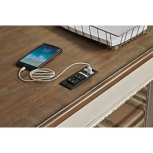 Signature Design by Ashley Realyn Farmhouse 60" Home Office Desk with USB Charging, Chipped White