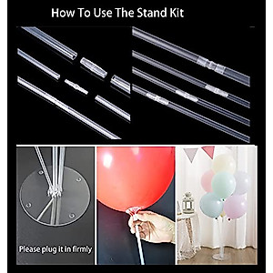 10 Sets of Balloon Stand Kits 28'' balloon base, Reusable Balloon Column Stand kit for Table, Tie Tool, Flower Clips, for Birthday Wedding Party Decorations (10 set)