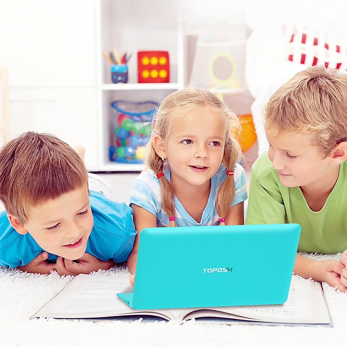 TOPOSH Kids Laptop 10.1 Inch Supports Windows 10 PC Notebook Computer 4GB RAM+64GB SSD Intel Celeron N3350 Dual-Core Graphics 1.1 GHz with US Keyboard WiFi Bluetooth-Green