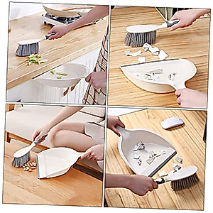 PLAFOPE 2pcs Cleaning Brush Desktop Cleaning Supplies Keyboard Dustpan Brush Cleaning Tool for Table Micro Brushes Desktop Cleaning Broom Car Broom Miniature Dustpan and Brush Beige