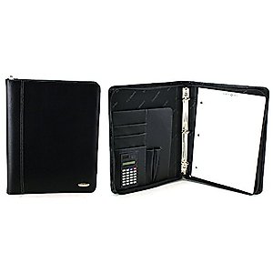 Samsonite Zip-Around Vinyl 3-Ring Padfolio, 13 1/2in x 11in x 2in, Black