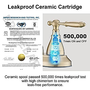 Brushed Gold Bathroom Faucet with Pop-up Drain Assembly, 2 Handles Centerset Bathroom Sink Faucet 4 Inch with 360° Swivel Spout, Stainless Steel Faucet for Bathroom Sink with Water Supply Lines