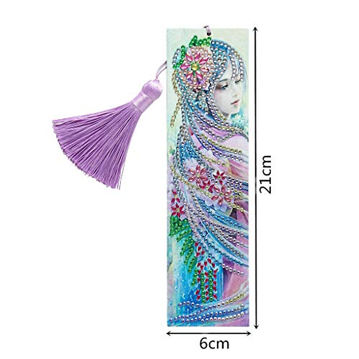 F-ber 5D Diamond Painting Bookmarks Creative Leather Tassel Bookmark DIY Beaded Bookmarks Adults DIY Bookmarks Rhinestone Mosaic Gift for Kids Adults Arts Craft Gifts (Women Sets)