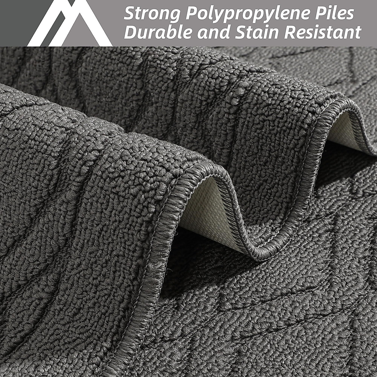 48x20 Inch/30X20 Inch Kitchen Rug Mats Made of 100% Polypropylene 2 Pieces Soft Kitchen Mat Specialized in Anti Slippery and Machine Washable (Grey)