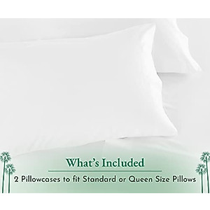 CALIFORNIA DESIGN DEN Luxuriously Soft Hotel Quality 600 Thread Count, 100% Cotton Set of 2 Cases, Crisp & Cool White Standard Pillow Cases Fits Standard & Queen Pillows (Bright White)