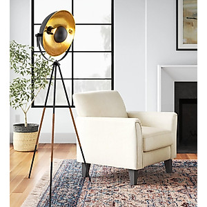 Kira Home Sulis 58" Modern Industrial Tripod LED Floor Lamp + 9W Bulb (Energy Efficient/Eco-Friendly), Leather Accent Legs, Satellite Style Shade, Black Finish