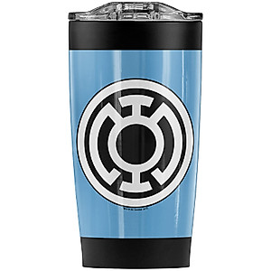 Green Lantern Blue Lantern Logo Stainless Steel Tumbler 20 oz Coffee Travel Mug/Cup, Vacuum Insulated & Double Wall with Leakproof Sliding Lid | Great for Hot Drinks and Cold Beverages
