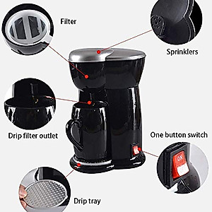 ROLTIN Coffee Machine Coffee Machine,Single Coffee Machine-Power:300 Watts,140 Ml Water Tank,Washable Drip Tray,Active Foam Nozzle,Removable Water Tank,Food Grade PP,for espress