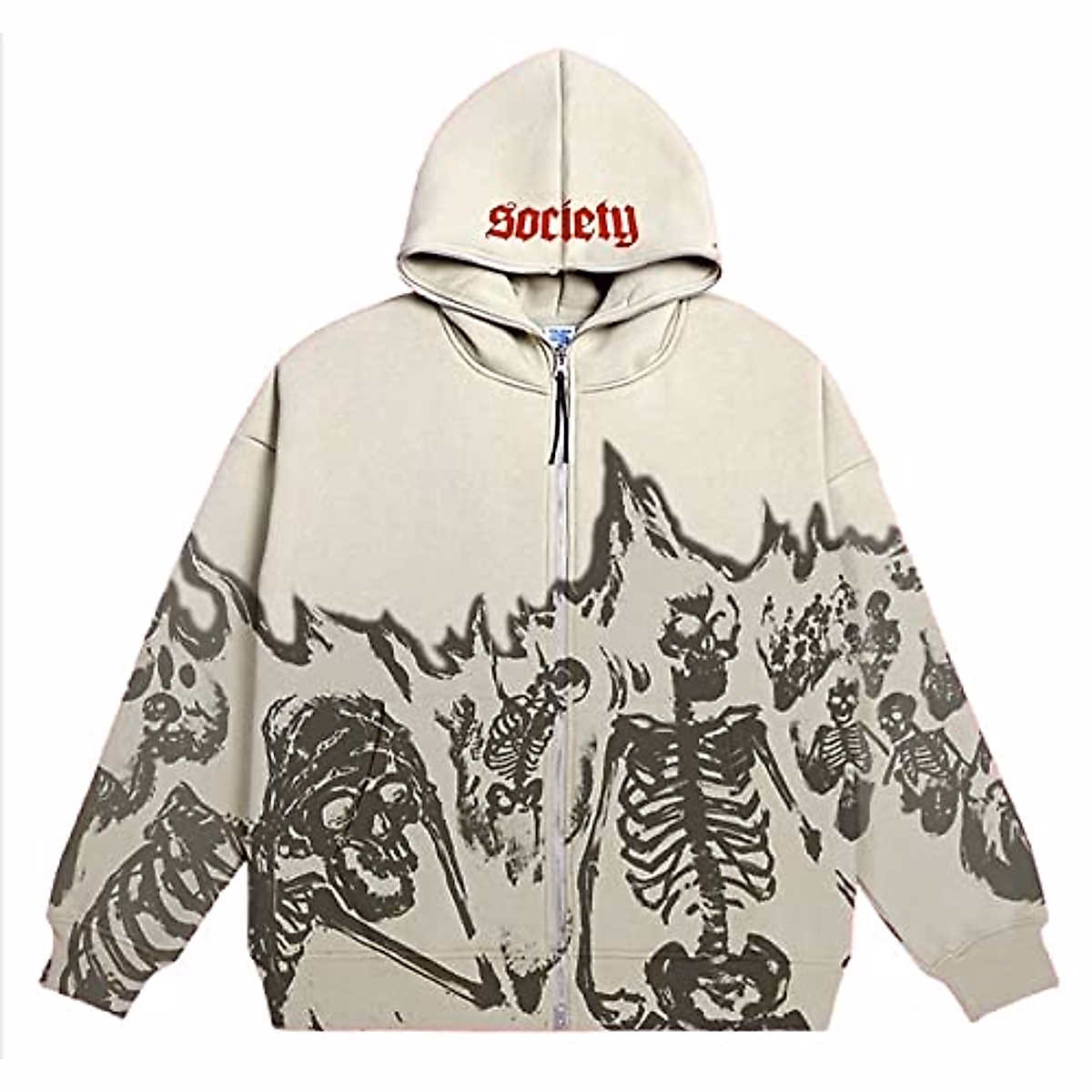 2023 Punk Jackets Streetwear Goth Oversized Zip Up Hoodie Men Women Rhinestone Y2K Spider Skeleton Hoodies X-Large