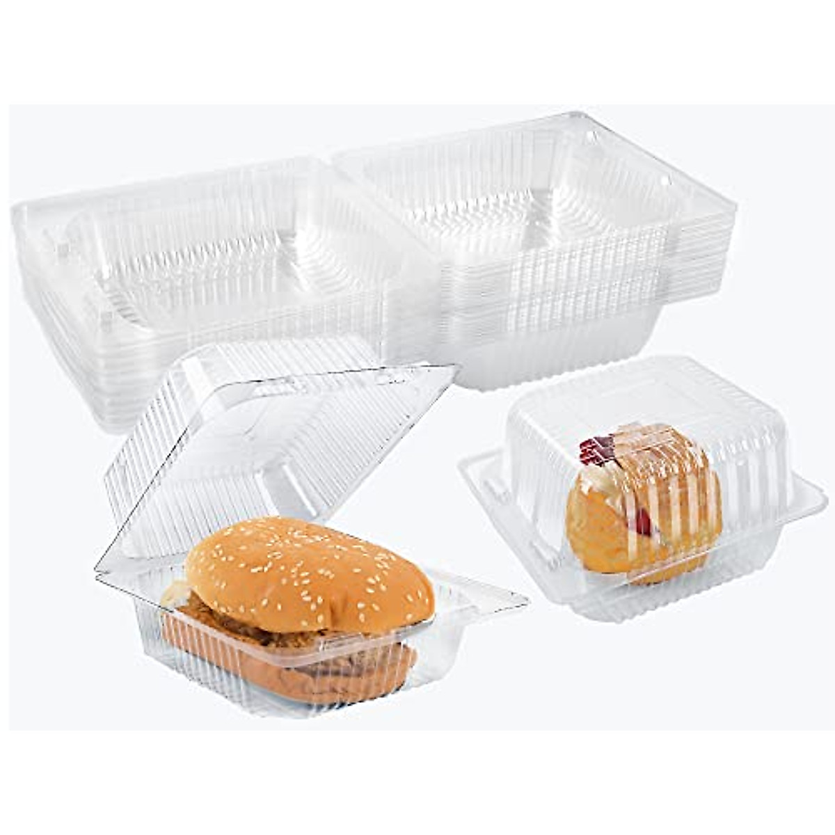 MINGXIAN 80 Pcs Clear Plastic Take out Containers,Disposable Clamshell Dessert Container with Lid, for Salads, Pasta, Sandwiches (5x4.7x2.8 in)
