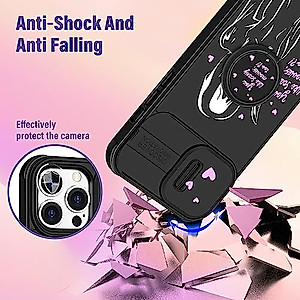 oqpa for iPhone 13 Pro Max Phone Case Cute Cartoon Phone Case for Women Girly Girl Cool Kawaii Funny 13 ProMax Case with Camera Cover+Ring Holder for Apple iPhone 13 Pro Max 6.7'', Heart Skull