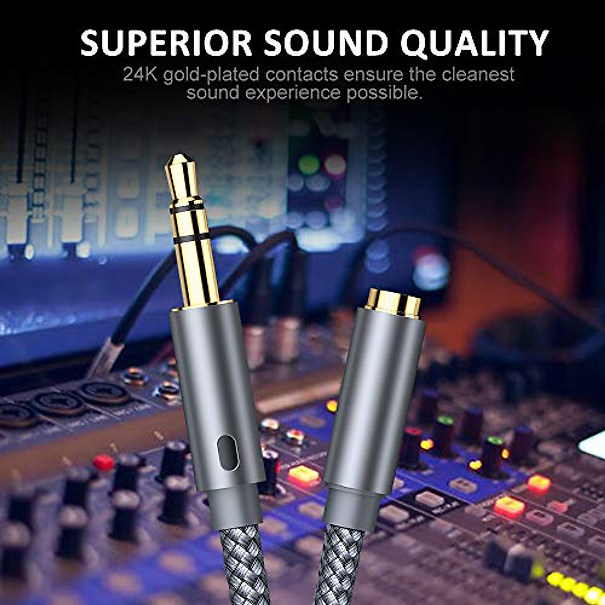 Goalfish Headphone Extension Cable, 3.5mm Extension Audio [2-Pack, 6.6ft] Male to Female Aux Adapter Hi-Fi Sound Stereo Extender Cord for Headset, iPhone, iPad, Smartphones, Tablets & More (Grey)