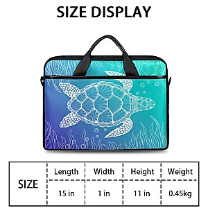 Sea Turtle Vintage Laptop Computer Bag Waterproof Shoulder Messenger Bag 13-15 inch Durable Laptop Tote Bag with Shoulder Strap Handle Lightweight Crossbody Briefcase