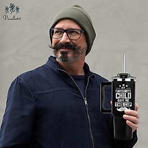 Vivulla68 Father's Day Gift from Daughter or Son - My Favorite Child Gave Me This Cup | Funny Dad Tumbler 40oz with Lid & Straw | Cute Papa Coffee Mug | Insulated Travel Cup for Dad