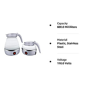 UpdateClassic,Portable Travel Foldable Electric Kettle Collapsible Water Boiler For Coffee Tea Fast Water Boiling Pot 110V
