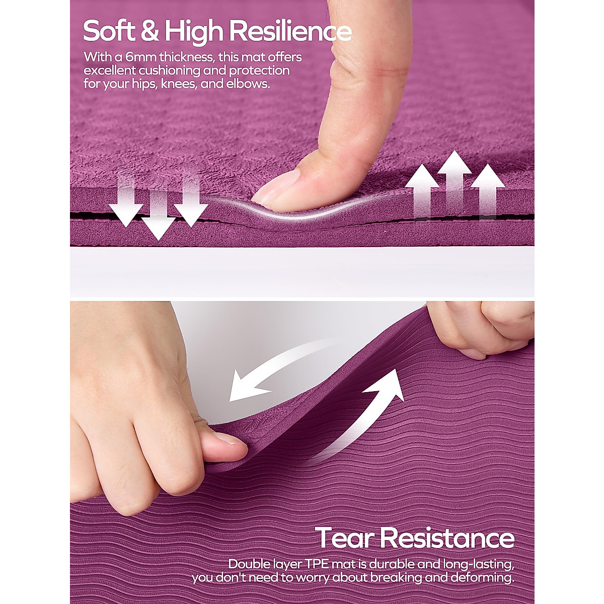 Ewedoos Yoga Mat with Alignment Marks, Yoga Mat Thick 1/4'' Textured Surfaces Exercise Mats for Home Workout Eco Friendly TPE Fitness Pilates Non Slip Yoga Mat with Strap