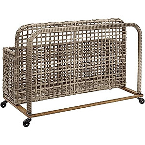 Crosley Furniture Ridley Wicker Outdoor Storage Pool Caddy for Floats, Patio Furniture Cushions, Distressed Gray/Brown