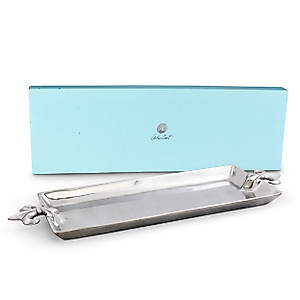 Arthur Court Aluminum/Metal French Lily Fleur-De-LYS Oblong Food Serving Tray 21 inch x 7 inch