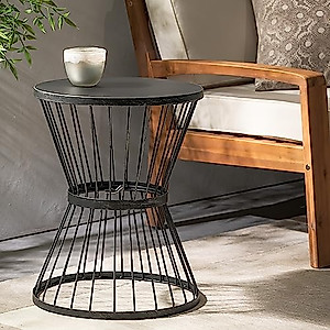 Christopher Knight Home Lassen Outdoor 16" Iron Side Table, Matte Black