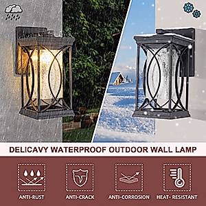 Dusk to Dawn Modern Outdoor Wall Light Exterior Light Fixtures Black Aluminum with Crack-Like Glass Create Gorgeous Lighting Effects UL and IP65 Waterproof Wall Sconce Outdoor for Front Porch Lighting