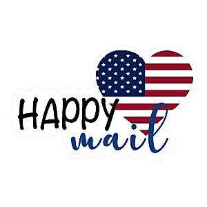 Littlefa 1.5” Happy Mail with America Flag Love Shaped Design Stickers,Thank You Stickers,Mail Stickers,Handmade Stickers,Small Business Stickers, Envelopes Stickers, Gift Bags Packaging 500 PCS
