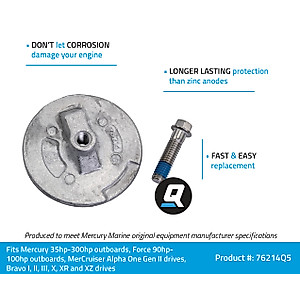 Quicksilver 76214Q5 Aluminum Anode Plate for Mercury Mariner Force and MerCruiser Anti-ventilation Plate