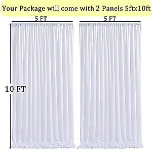 10ft x 10ft Wrinkle Free White Backdrop Curtains for Parties, Polyester Photo Backdrop Drapes 2 Panels 5x10ft for Birthday Wedding Photography Backgroung Baby Bridal Shower Home Decorations