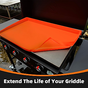 Hbaxbm 28 in Griddle Mat Silicone Full Coverage for Blackstone 28 Inch - Heavy Duty Food Grade Grill Protect Your from Dirt & Rust Silver