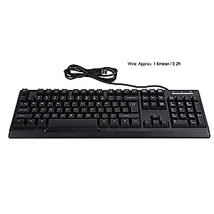 Hilitand Rechargeable Wired Gaming Keyboard, RGB Backlit Keyboard, Slim, Ergonomic 104 Keys, Quiet, for PC Desktop, Computer, PC(Black)