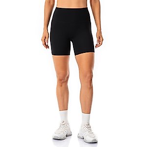 Lavento Women's All Day Soft Yoga Shorts 6 Inch - Workout Gym Running Active Biker Shorts for Women (Black, 6)