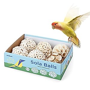 andwe Bird Toy Sola Balls - Natural Soft Chew Shredding & Foraging Toy for Cockatiel Conure Quaker Parrot Budgie Parakeet Rabbit Bunny Guinea Pig Chinchilla (Style 2 (Pack of 6))
