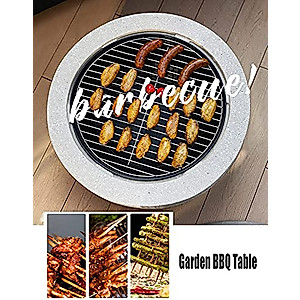 LEAYAN Garden Fire Pit Grill Bowl Grill Barbecue Rack Fire Pits Outdoor Garden Burning Fire Pit BBQ Grill Table - 23“, Outdoor Burning Fire Bowl with Spark Screen Cover and Poker